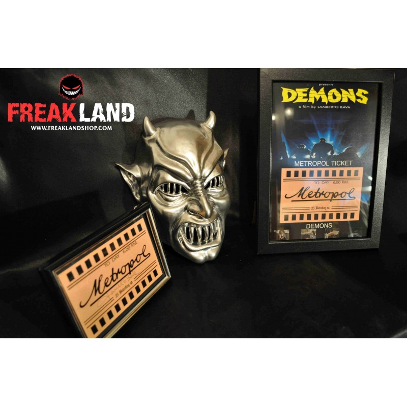 Demons movie mask signed tribute to Demons 1985 film mask
